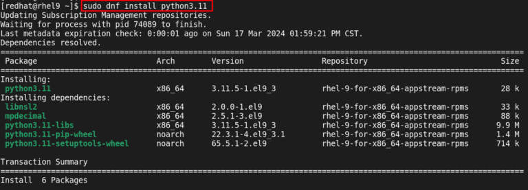 How to Install Python on Red Hat Enterprise Linux 9 - Greenwebpage ...